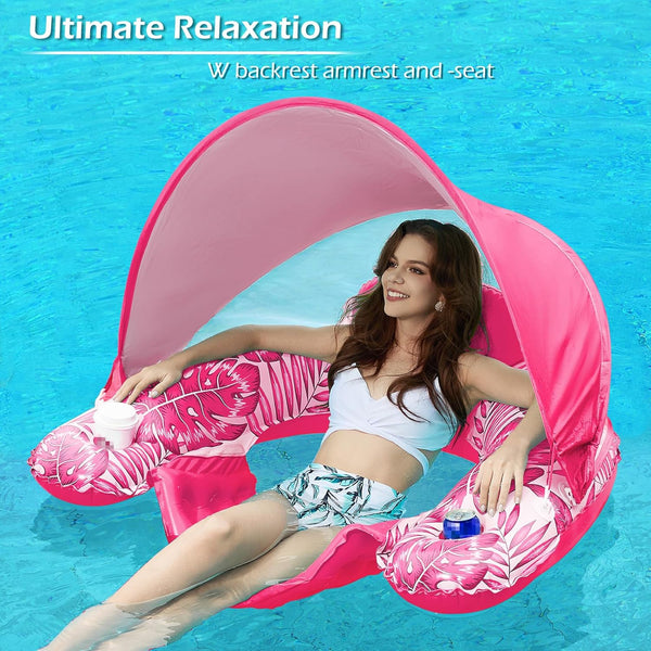 Jasonwell Pool Float with Canopy - Inflatable Pool Floaties Adult Floa