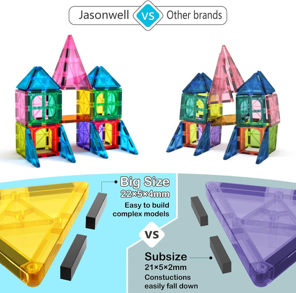 Jasonwell 100pcs Magnetic Tiles Building Blocks Set for Boys Girls Pre