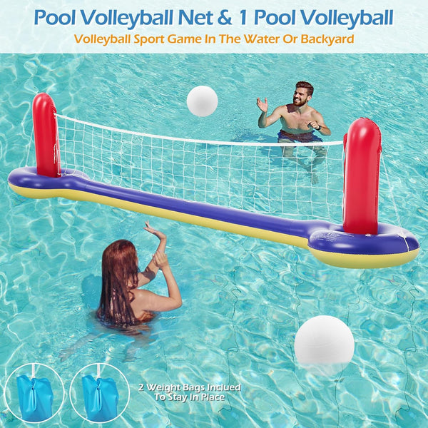 Jasonwell Pool Toys Games Set - 3 in 1 Pool Volleyball Net Basketball