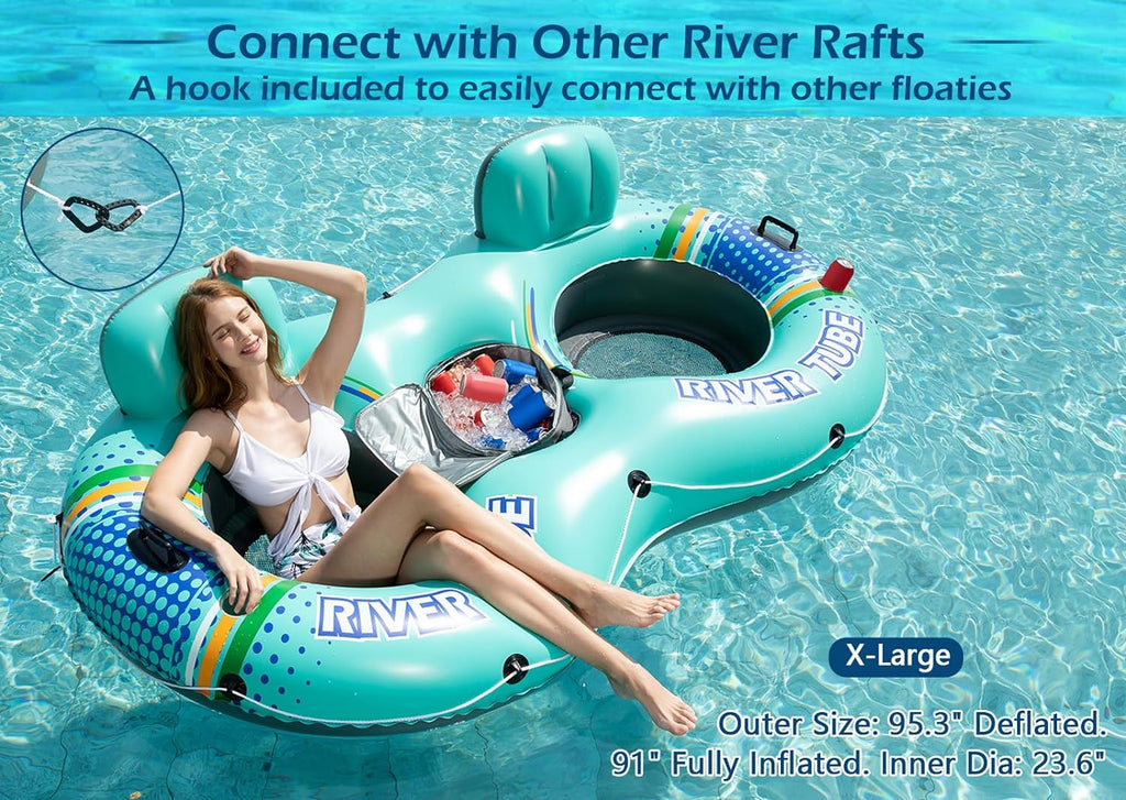 Jasonwell Inflatable River Tube Float - 2 Person Heavy Duty River Floa